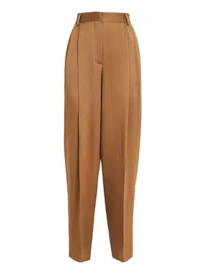 Fabiana Filippi Satin Relaxed-fit Trousers - Brown