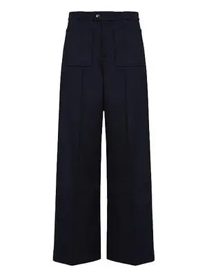 Soeur Flared Straight-leg High-rise Stretch-woven Trousers - Navy