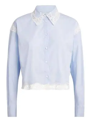 Sandro Cotton Lace-trim Shirt - Blue