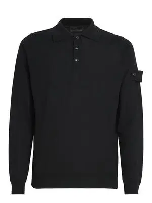 Stone Island Virgin Wool Ghost Polo Sweater - Black