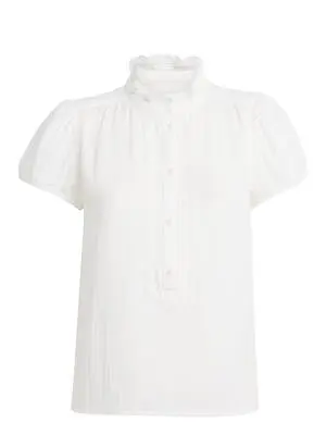 ME+EM Cotton Cheesecloth Blouse - White