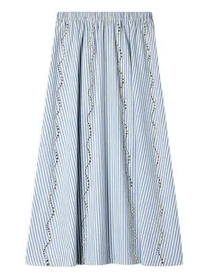 Sandro Striped Rhinestone-embellished Maxi Skirt - Blue