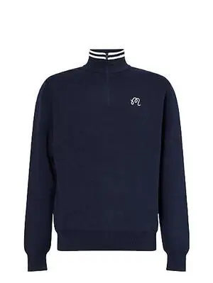 MALBON Cotton-blend Quarter-zip Jumper - Navy