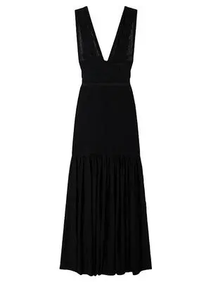 Sandro Sleeveless V-neck Knitted Maxi Dress - Black