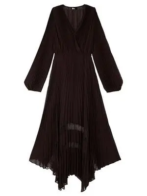 The Kooples Lace-embroidered Pleated Maxi Dress - Cafe