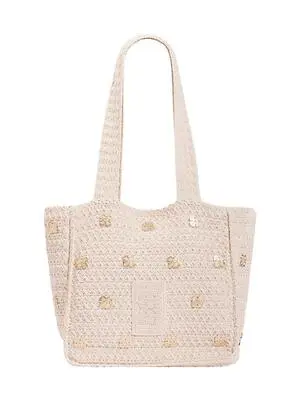 Sandro Tassel Crochet Shoulder Bag - Ecru