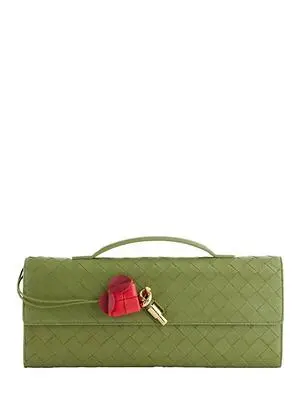 Bottega Veneta Andiamo Leather Clutch Matcha Lipstick