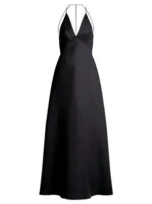 Alberta Ferretti V-neck Backless Maxi Dress - Black