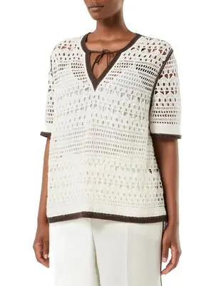 Marina Rinaldi Garza Crochet Sweater - Ivory