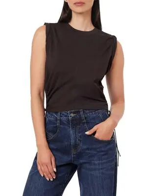 Habitual Luna Cinched Cotton Top Chocolate