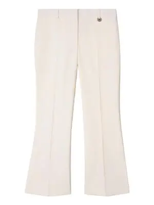 Burberry Cropped Flared Wool Trousers - Alabaster White