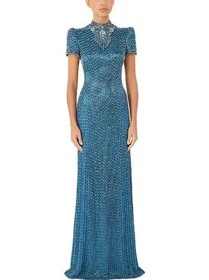 Jenny Packham Embellished Maxi Gown - Lapis