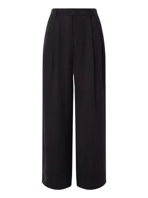 AMOMENTO Wide-leg Pleated Trousers - Black