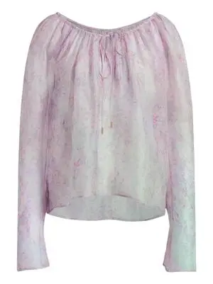 Alberta Ferretti Floral Tie Blouse - White