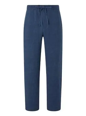 De Bonne Facture Lounge Straight-leg Linen And Wool-blend Trousers - Blue