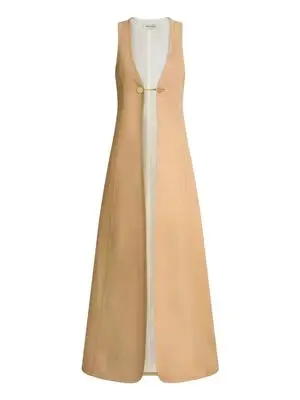 Alberta Ferretti Front Clasp-fastening Coat - Neutrals