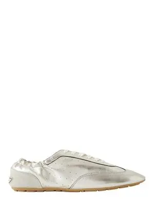 Saint Laurent Lewis Metallic Leather Sneakers - Silver
