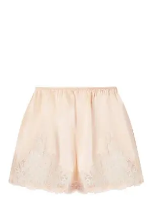 DÔEN DÔEN Iona Lace-Trimmed Silk-Satin Shorts