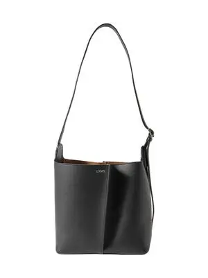 Loewe Bilbao Medium Pleated Leather Bucket Bag - Black