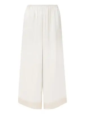 DÔEN Lavon Fringed Silk Wide-leg Pants - Neutrals