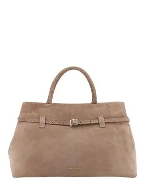 Manu Atelier Le Cambon 35 Suede Shoulder Bag - Grey