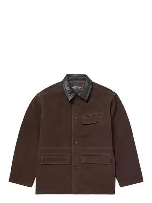 FRIZMWORKS Leather-trimmed Suede Jacket - Brown