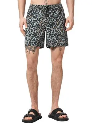 ALLSAINTS Silesia Leopard Print Swim Shorts Grey