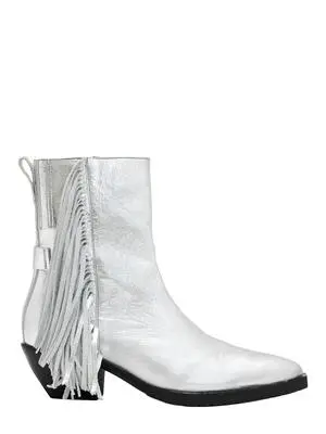 ALLSAINTS Bazely Metallic Fringe Boots - Silver