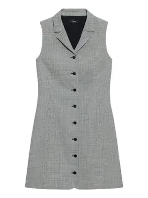 Theory Plaid Wool Twill Sleeveless Blazer Dress - Multicolor