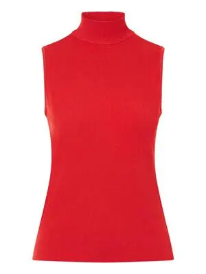 Loewe Logo-embroidered Ribbed-knit Turtleneck Top - Red