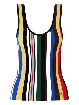 Loewe Embroidered Striped Ribbed-knit Tank - Multi