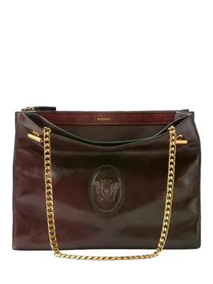 Versace Cabine Leather Shoulder Bag - Brown