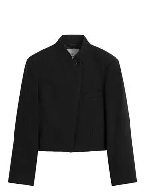 Cos Cropped Structured Linen Blazer - Black
