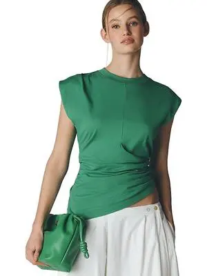 PISTOLA Cotton Nya Draped Tee - Mantis