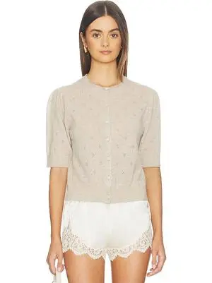 Citizens Of Humanity Citizens Of Humanity Raina Pointelle Short Sleeve Cardigan Beige