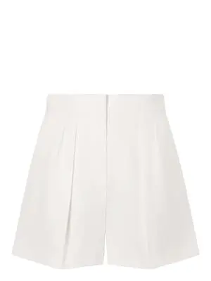 Max Mara Pleated Cotton-blend Shorts Beige