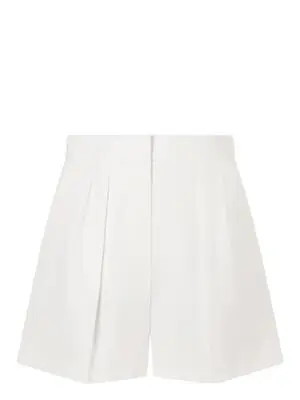 Max Mara Pleated Cotton-blend Shorts - Neutrals
