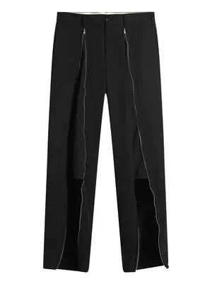 Comme Des Garçons Wool Gabardine Wide Leg Trousers - Black