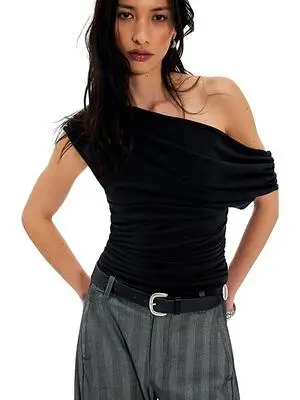 Free People Modern Muse One-shoulder Top - Black