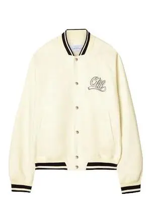 Off-White Italic Linen Souvenir Varsity Jacket - Neutrals