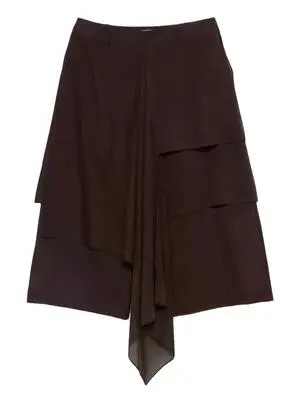 QASIMI Tiered Draped Skirt - Brown