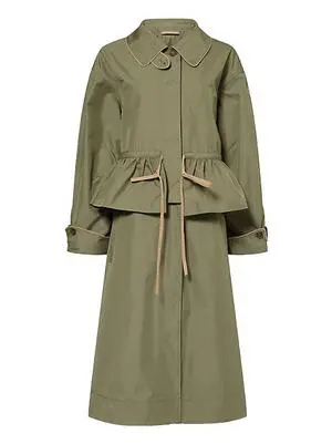DAMSON MADDER Myrtle Frilled Cotton-blend Trench Coat - Sage