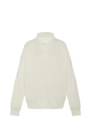 THE ROW Corzas Relaxed Polo Cotton-jersey Sweatshirt - Seashell