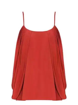 Balmain Draped Silk Crepe Blouse - Red