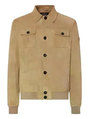 Peuterey Suede Buttoned Jacket With Patch Pockets - Neutrals