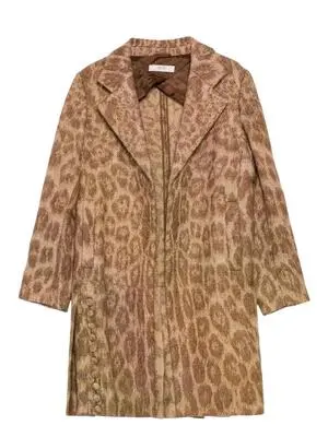 Prada Wool Leopard Print Coat - Neutrals