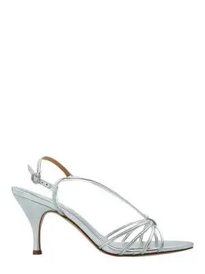 AeydĒ Knotted Leather Heels - Silver