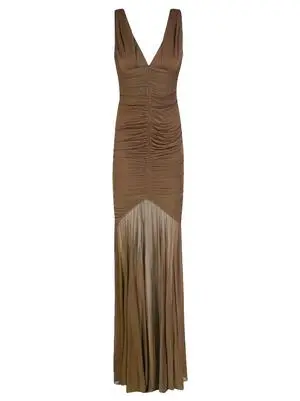 Giuseppe Di Morabito A-line Draped Maxi Dress - Brown