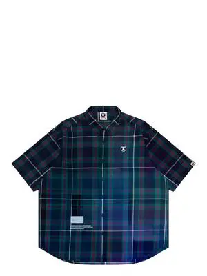 AAPE BY *A BATHING APE Moonface-patch Check Shirt - Blue