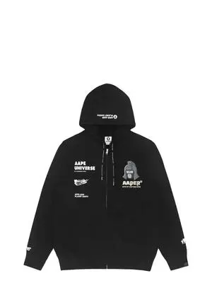 AAPE BY *A BATHING APE Graphic-print Zip-up Hoodie - Black